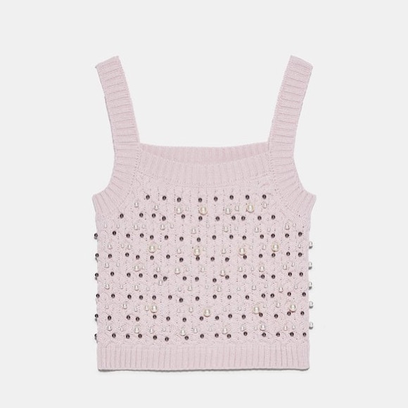 Zara | Sweaters | Zara Knitwear Top With Faux Pearls | Poshmark